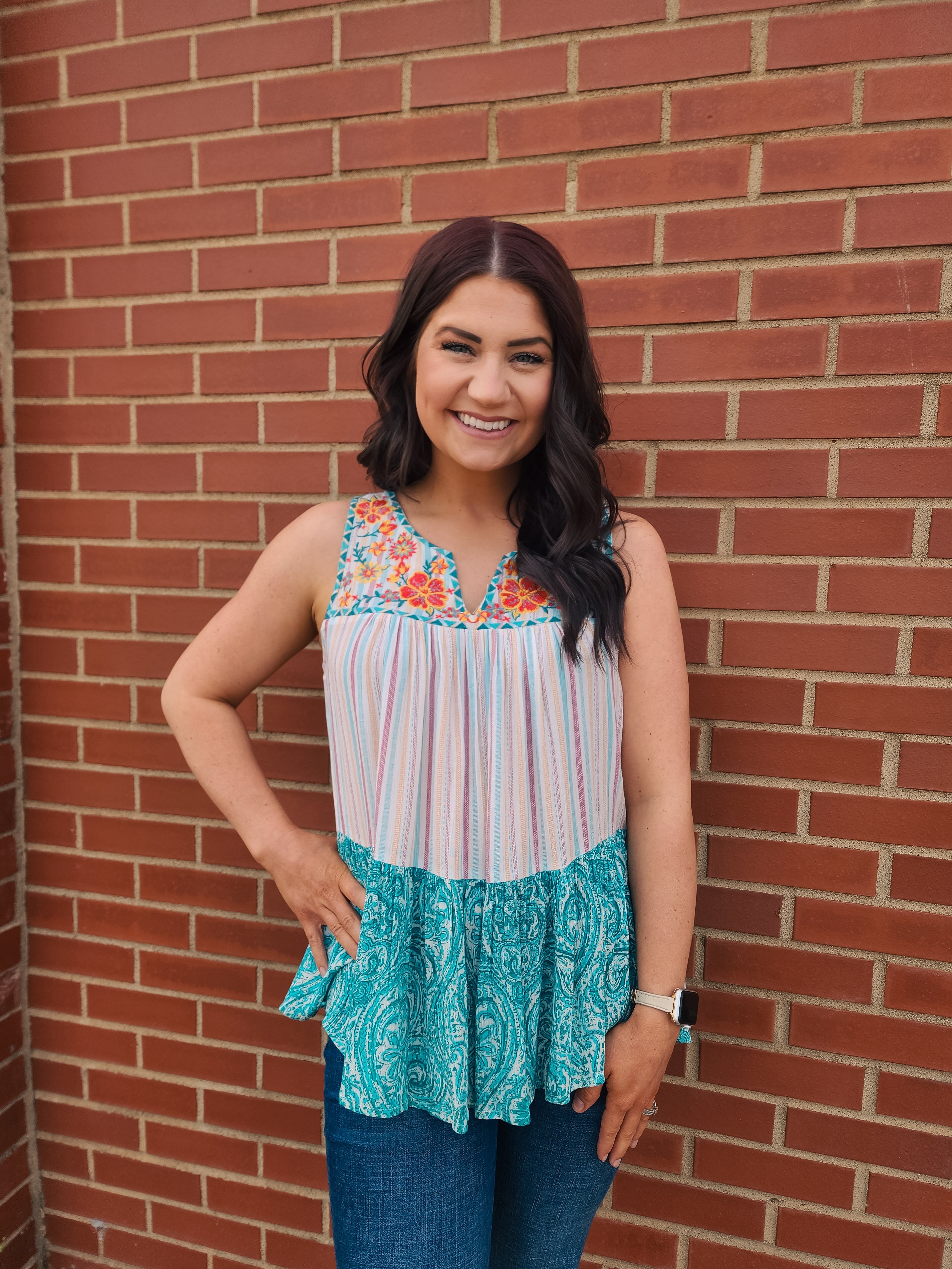 Teal/white Tank – Hurricane Dixie Leather